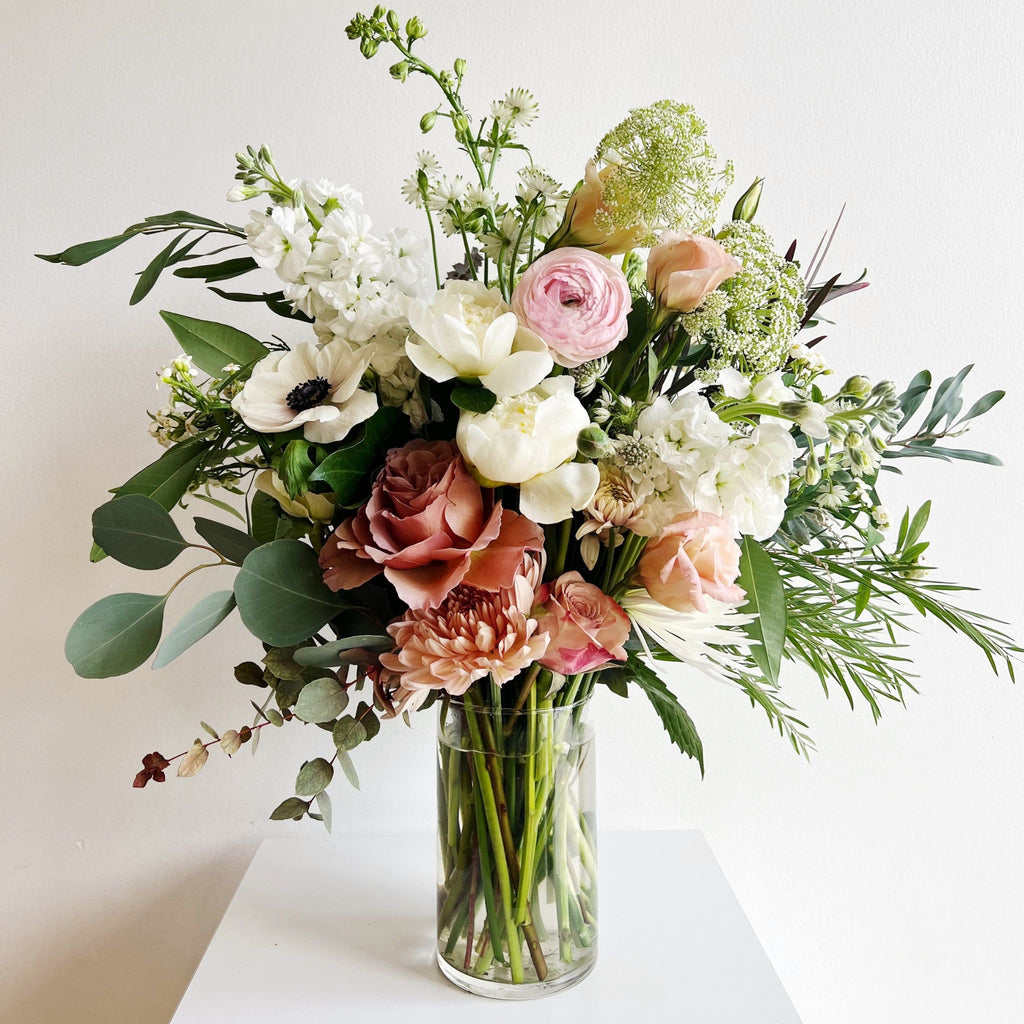 medium seasonal fresh flower arrangement subscription in vase ...